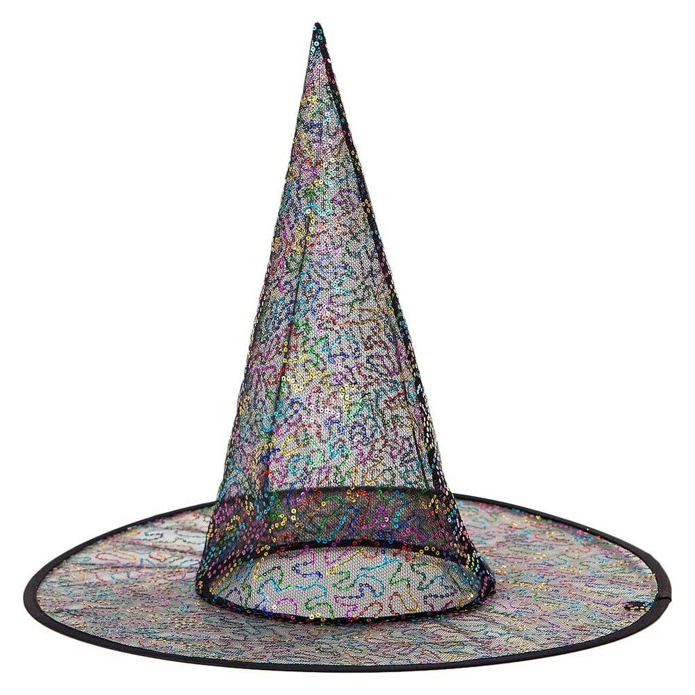 Halloween Rainbow Sequin Lace Witch Hat - Walmart.com
