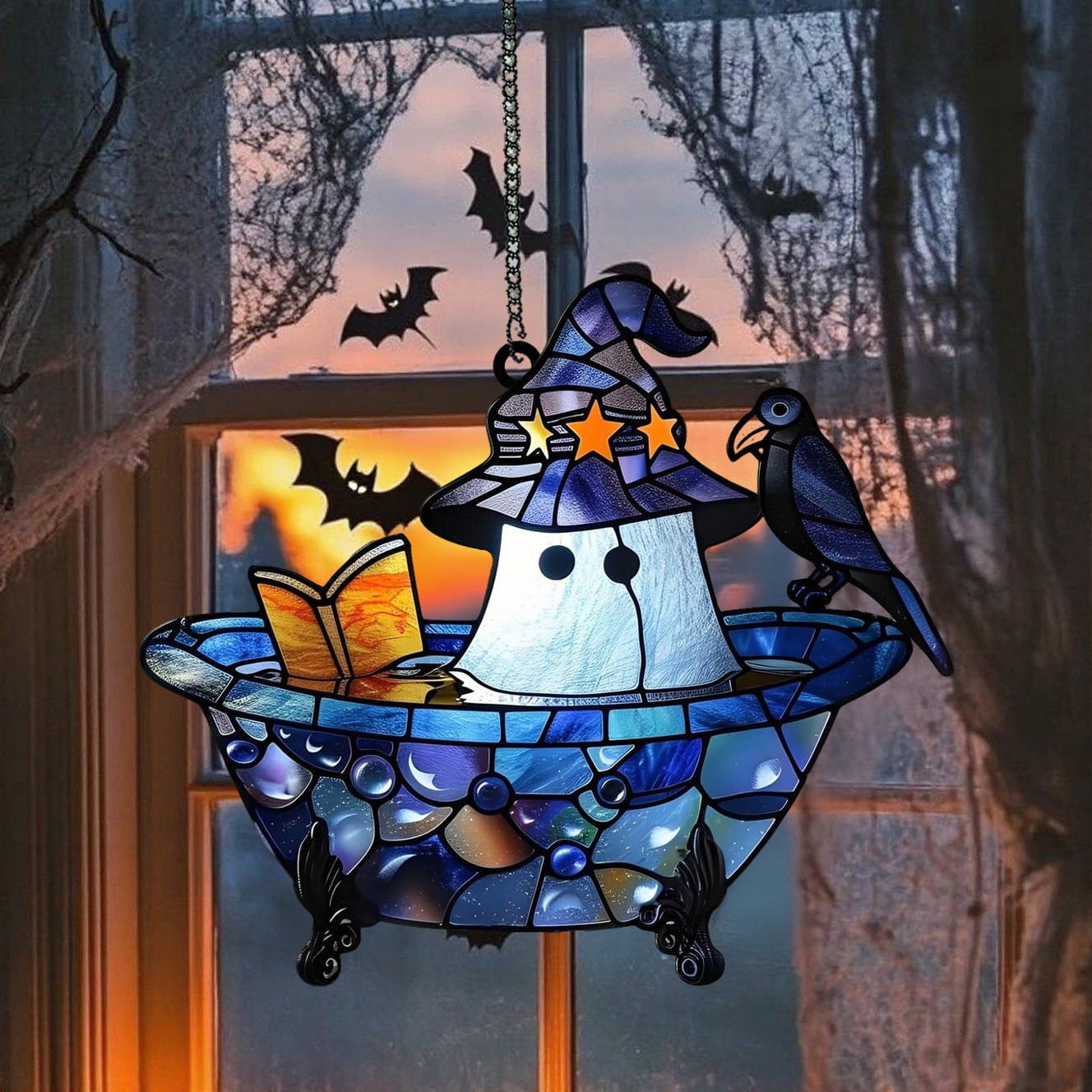 Halloween Reading Book Cute Ghost Hanging Decoration, 20cm Ghost in ...