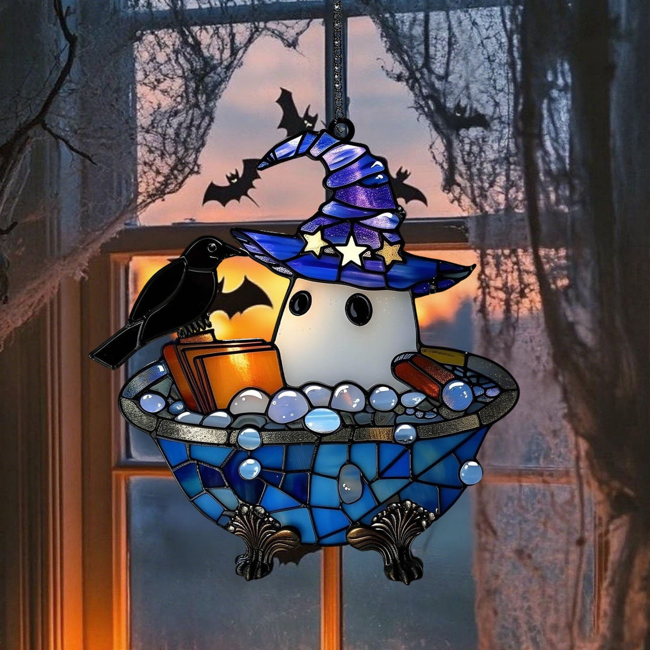 Halloween Reading Book Cute Ghost Hanging Decoration, 20cm Ghost in ...