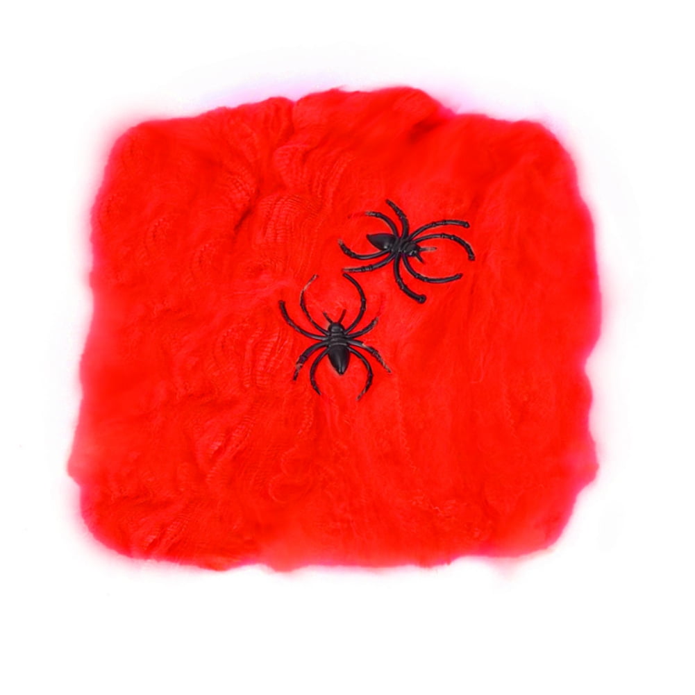 Halloween Red Spider Webs Decoration with 2 Fake Spiders, Super ...