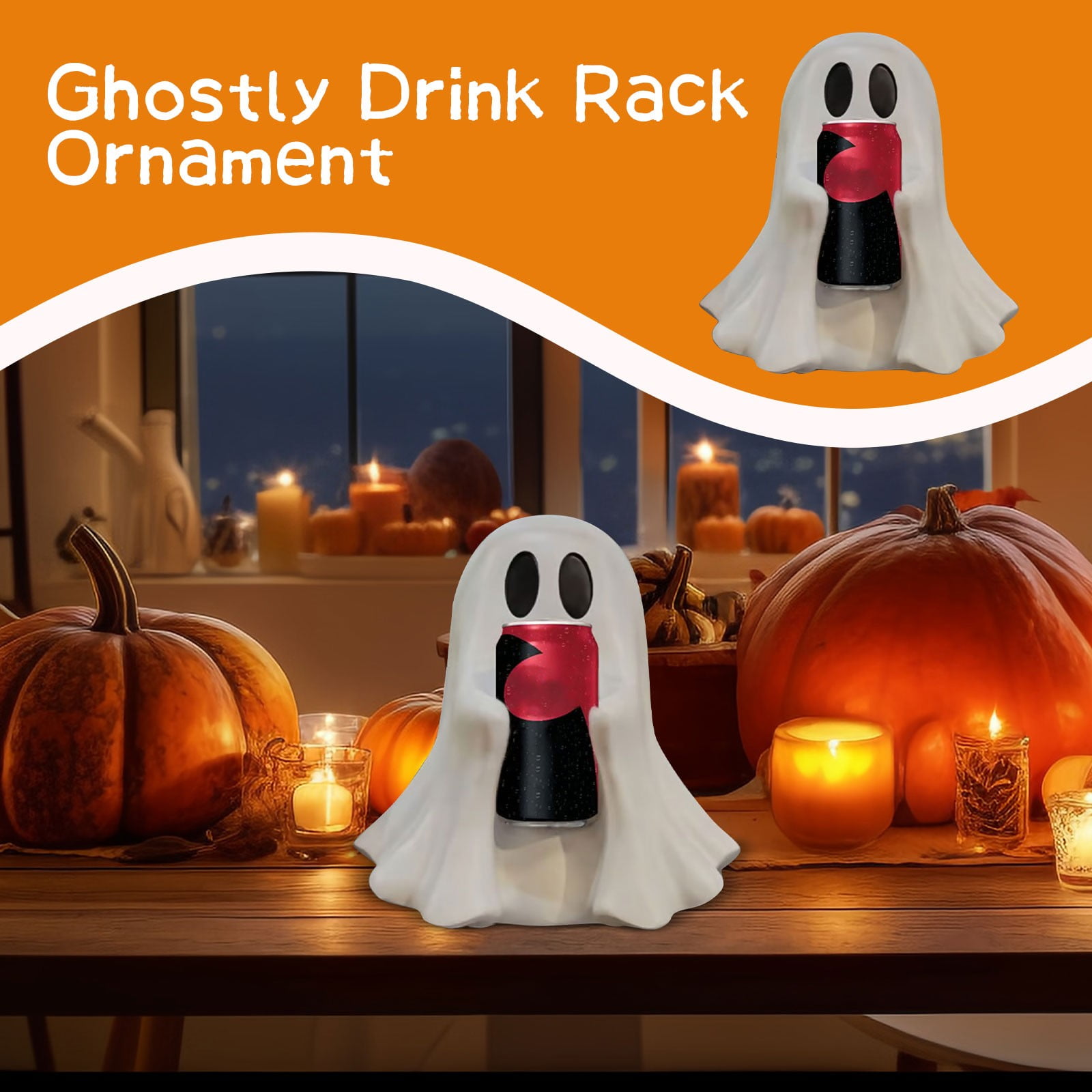 Halloween Resin Ghost Decor Ghost 15cm 15cm Drink Holder for Coke and ...