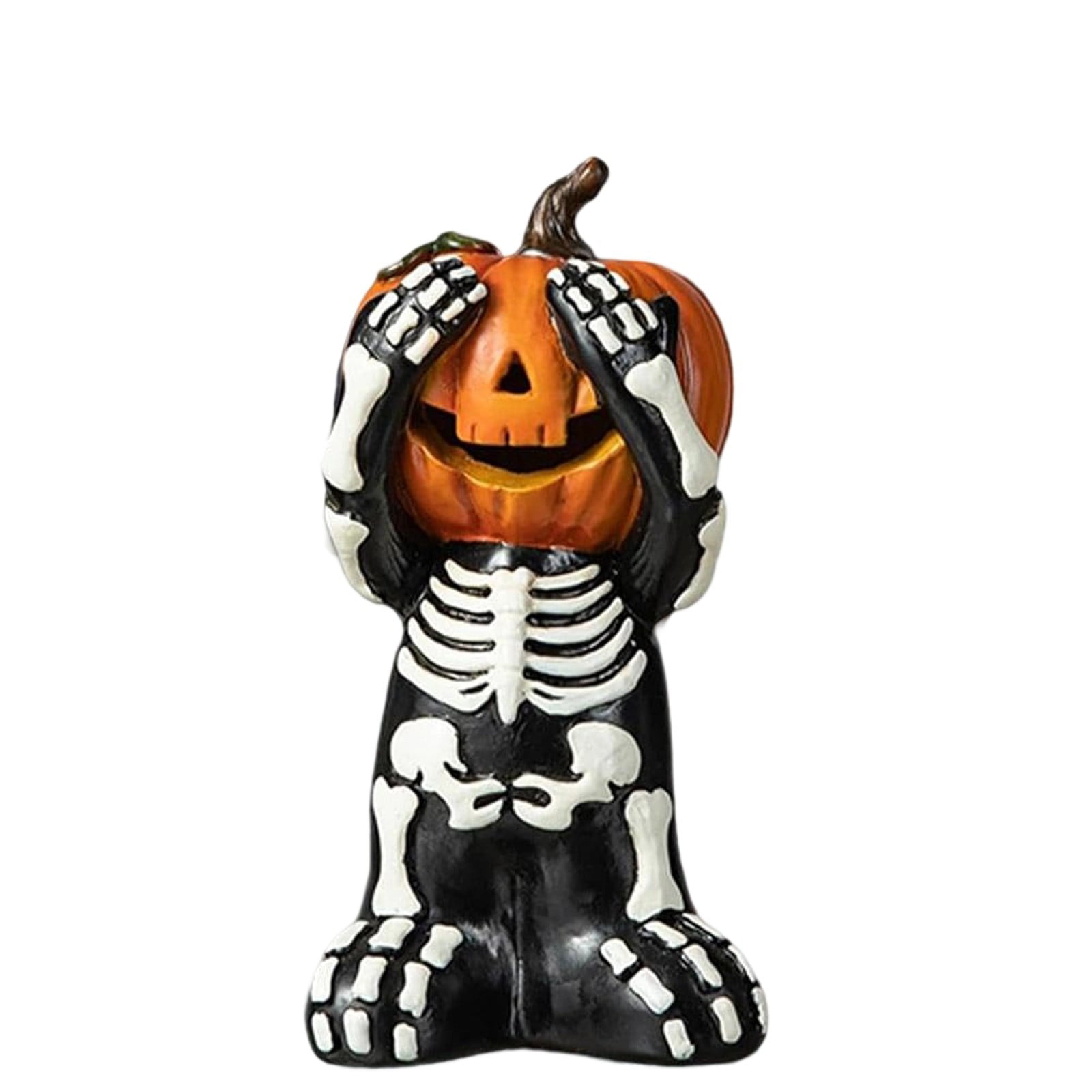 Halloween Resin Skeleton Pumpkin Table Decor - See No Evil Skeleton ...