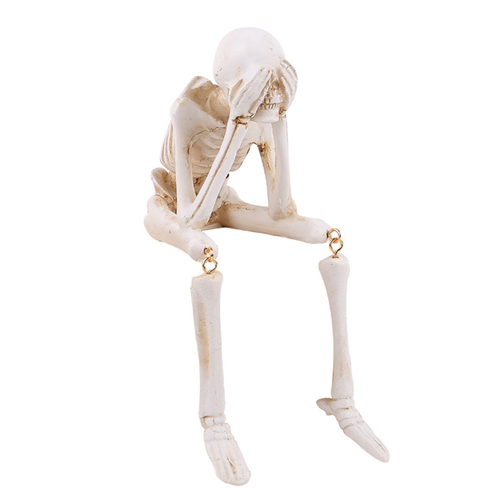 Halloween Resin Speak No Evil Skeleton Figurine For Bookshelf Table ...