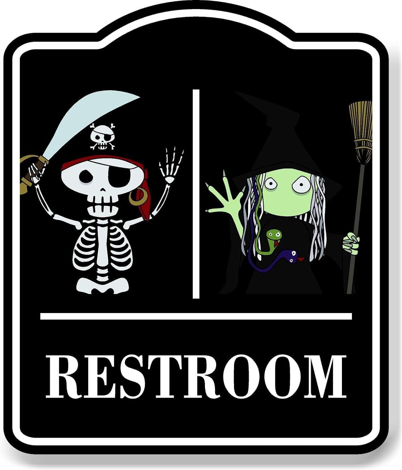 Halloween Restroom Bathroom Kids Spooky BLACK Aluminum Composite Sign ...