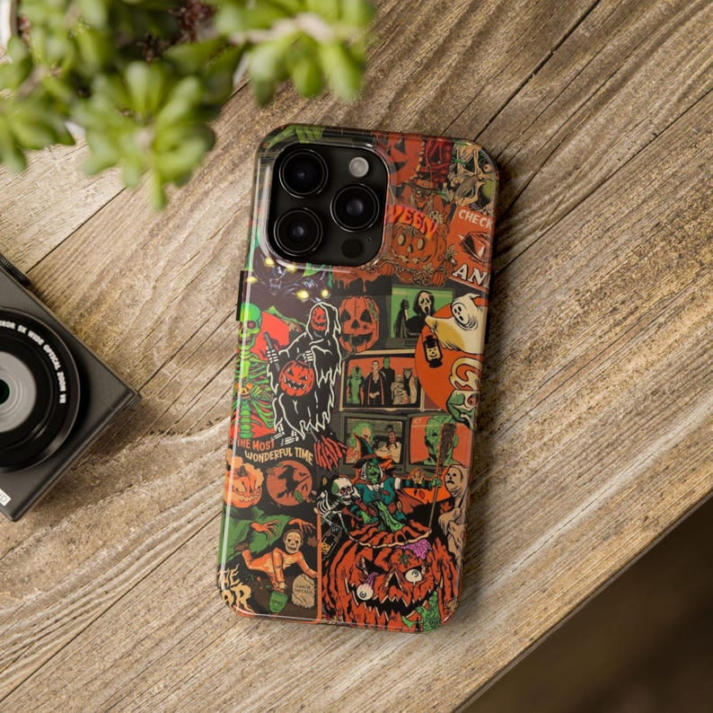 Halloween Retro Collage Aesthetic Artwork iPhone Case for 16/15/14/13 ...