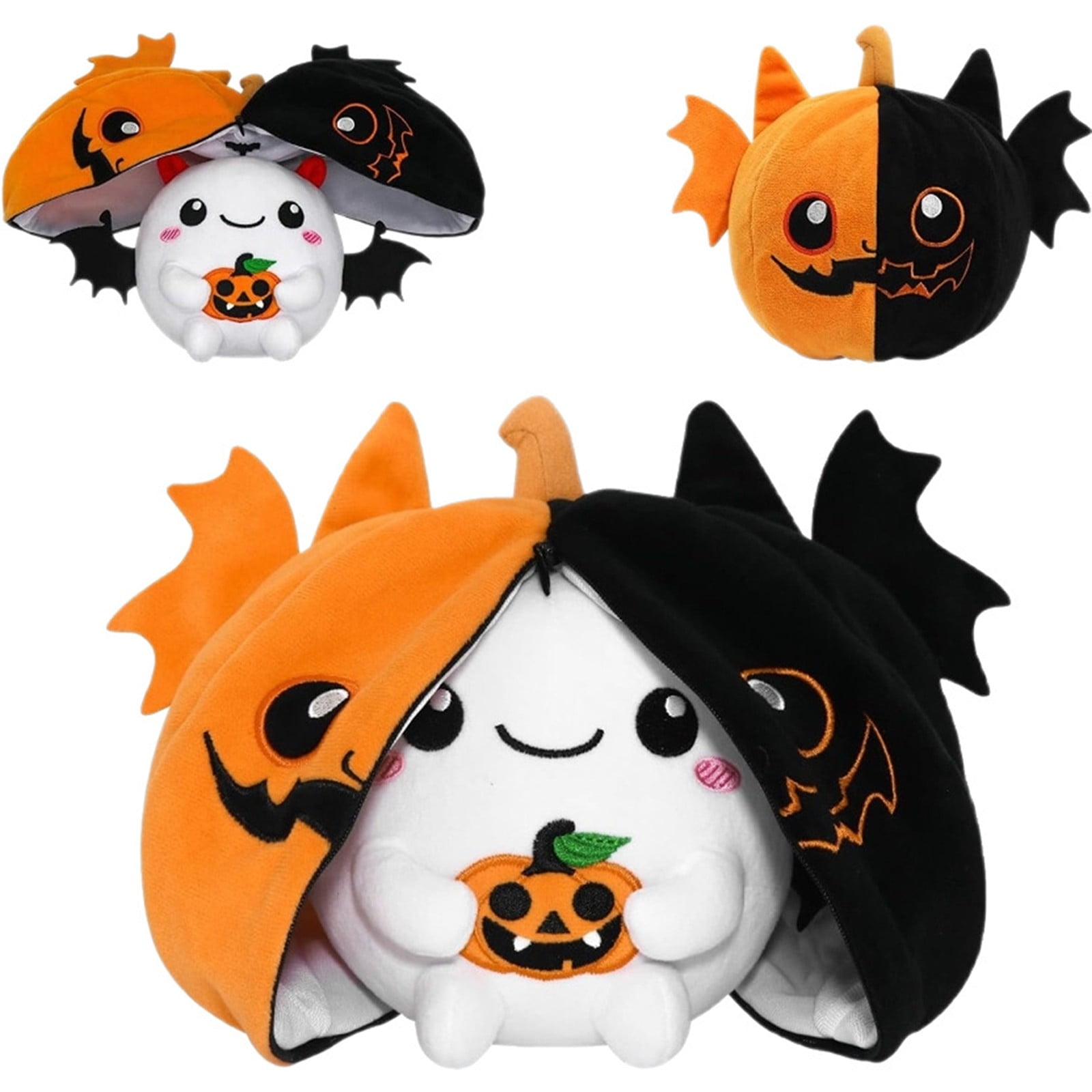 Halloween Reversible Pumpkin Ghost Plush – Zipper for Transformation ...