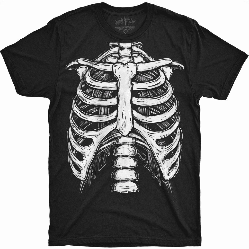 Halloween Rib Cage Skeleton Design Tee - Walmart.com