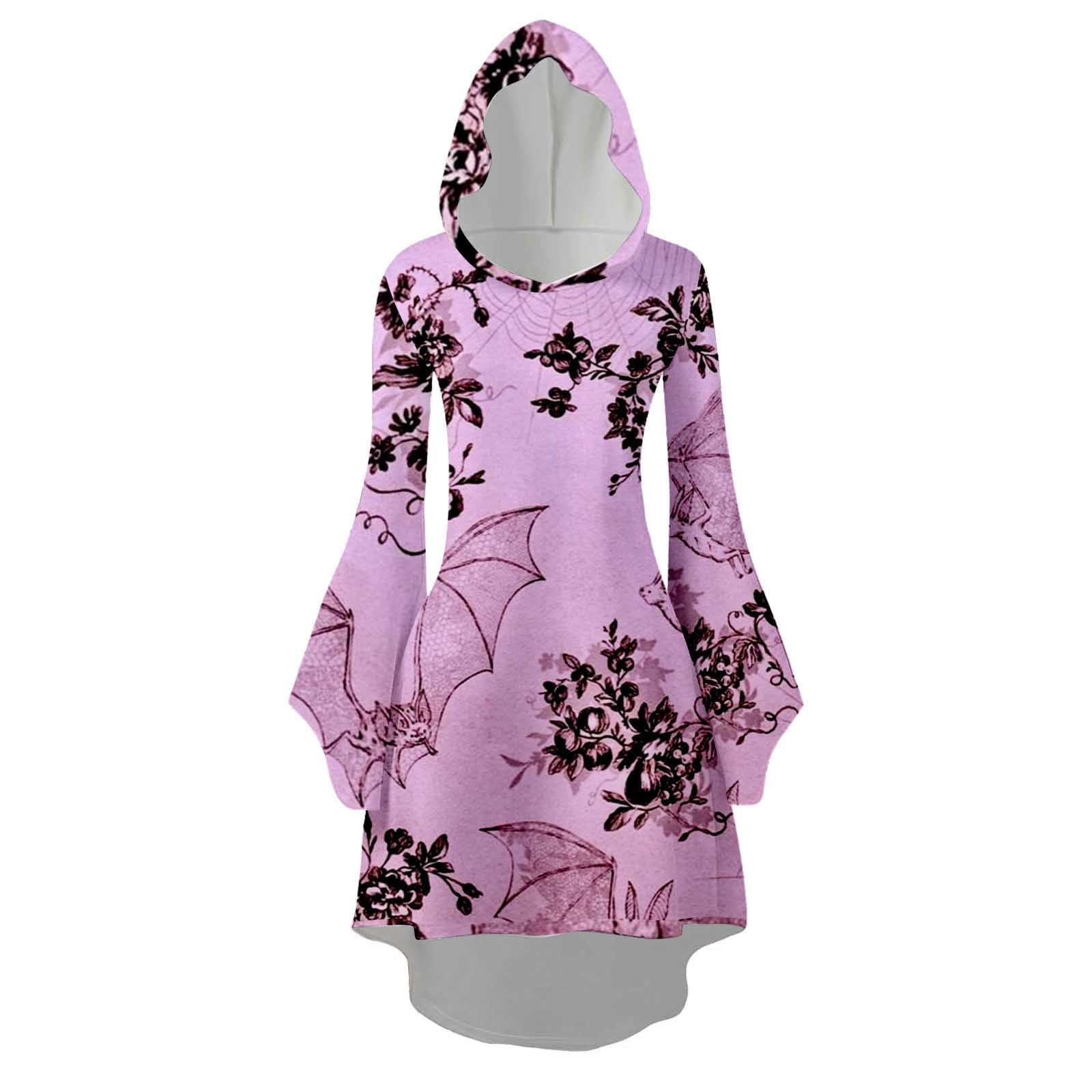 Halloween Roleplay Clothes Women'S Halloween Print Hooded Cosplay Dress ...