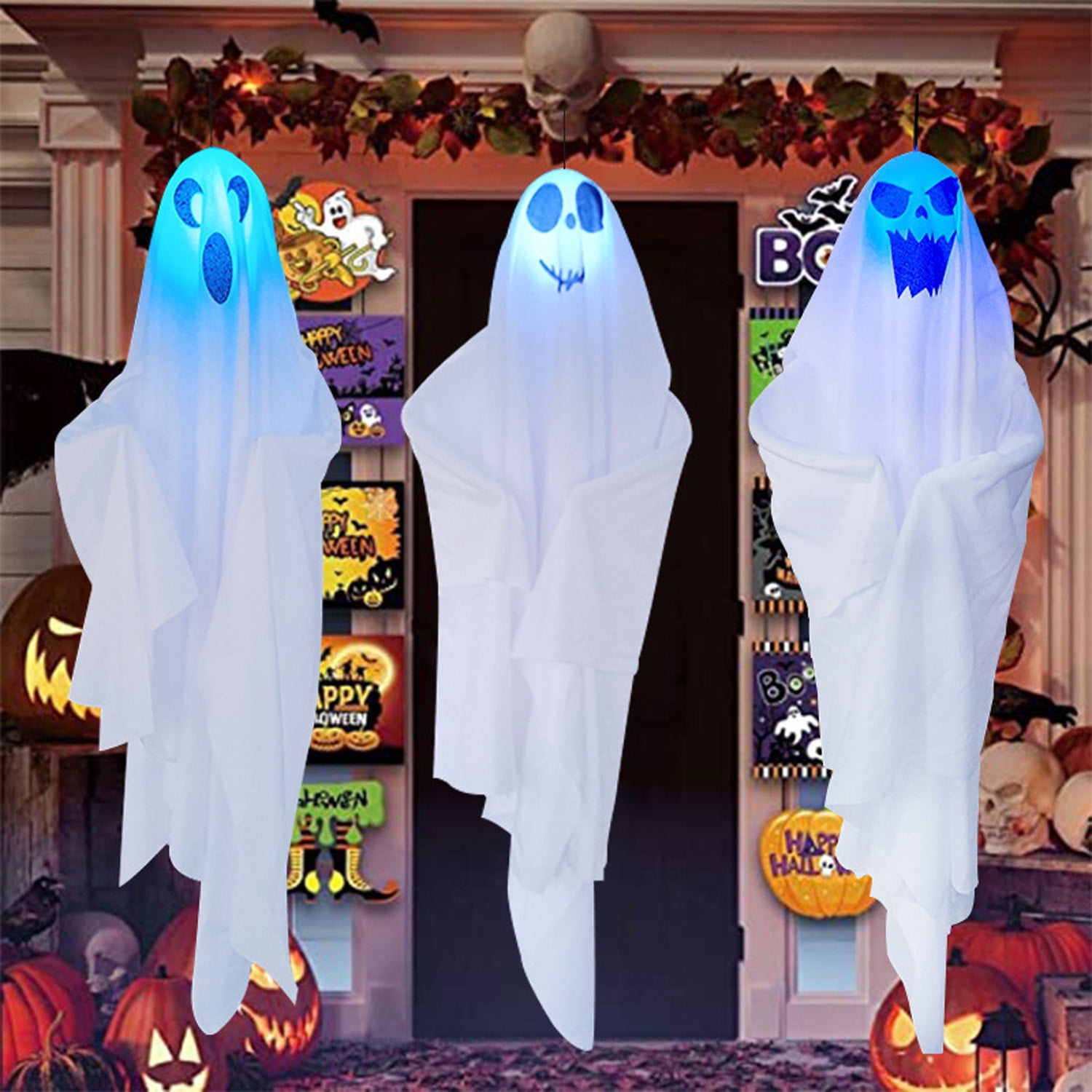Halloween Decorations Ghosts Horror Halloween Light-Up Halloween White ...