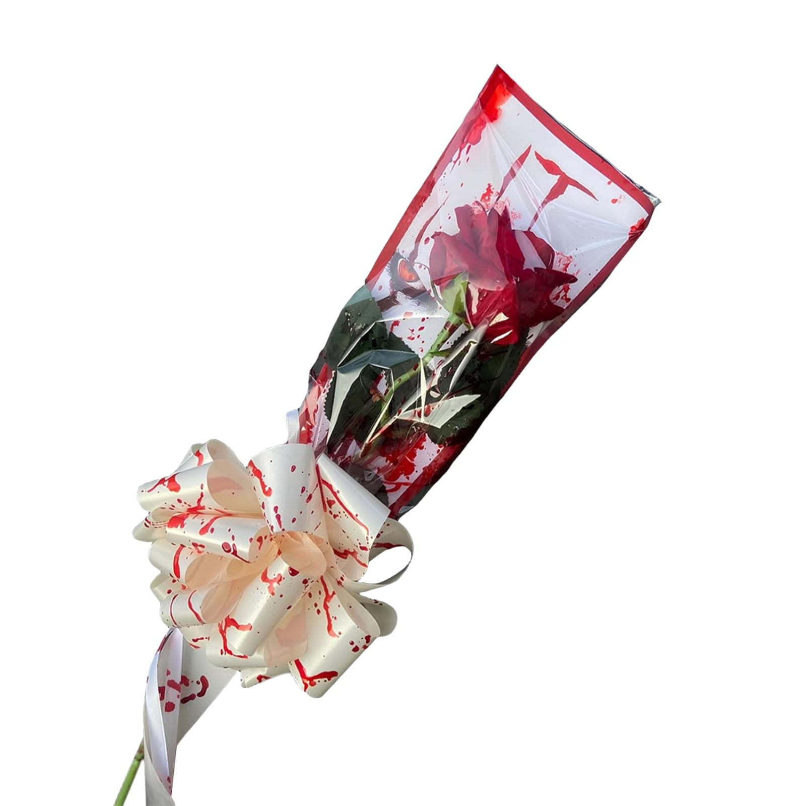 Halloween Rose Bouquet 14" - Gothic Artificial Blood Red Black Roses ...