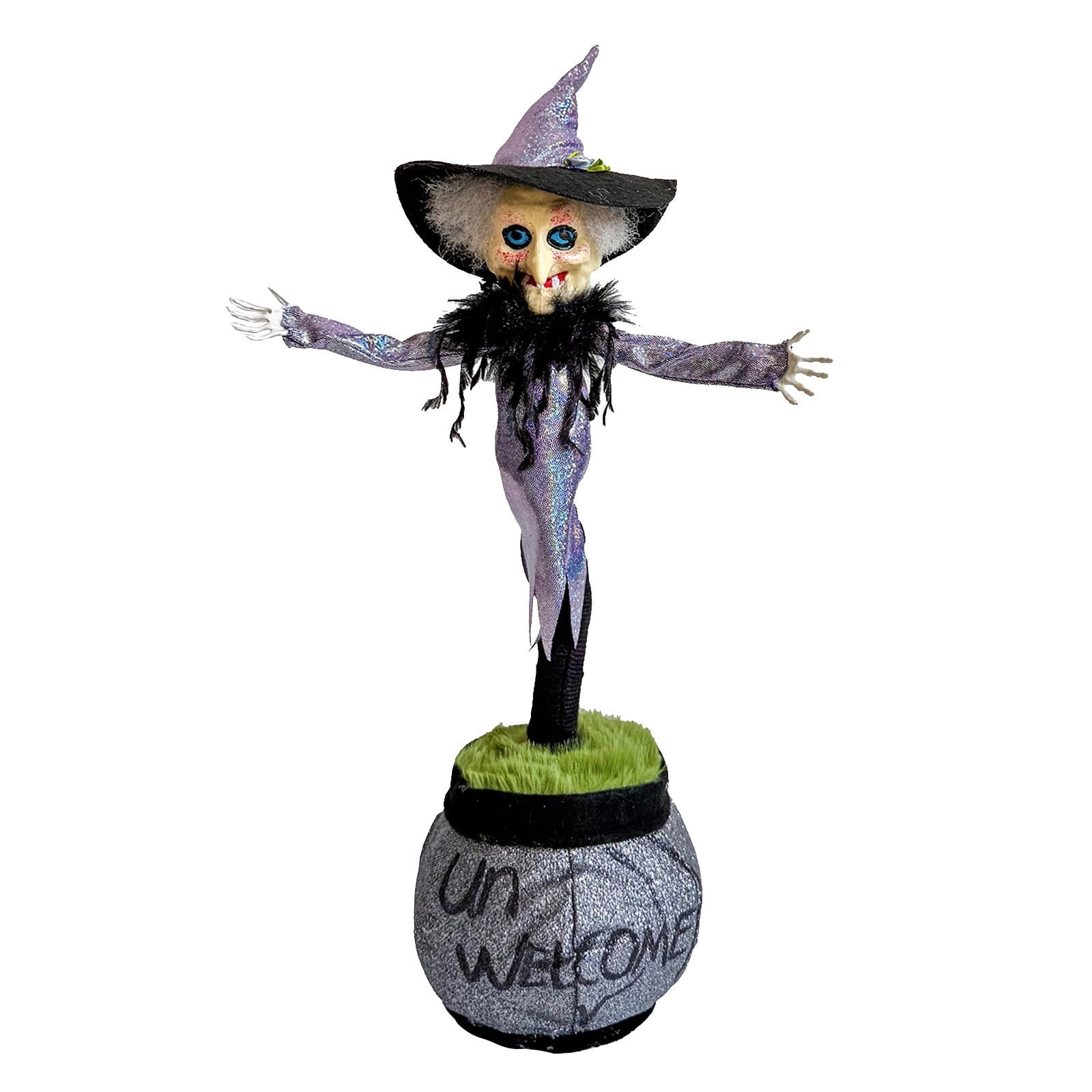 Halloween Rotating Witch Figurine, Light Up & Sound Animated Decoration ...