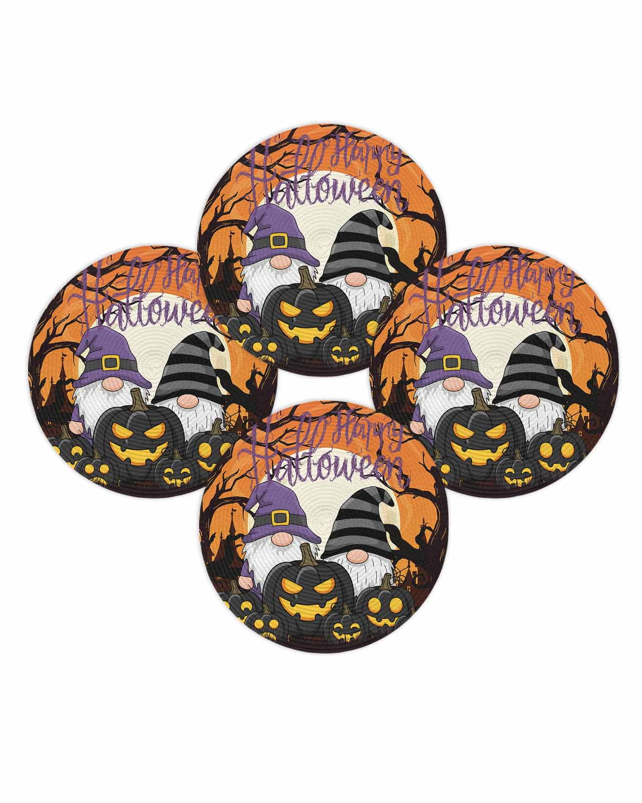 Halloween Round Placemats Set of 4 Grimace Pumpkin Gnome Place Mats ...