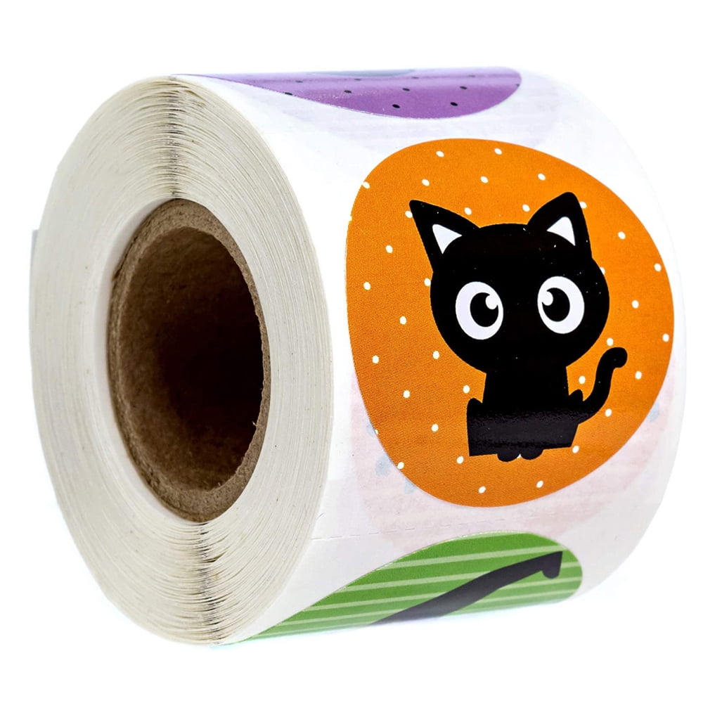 Halloween Round Stickers Gift Labels 500pcs Pumpkin Witch Cute Ghost ...