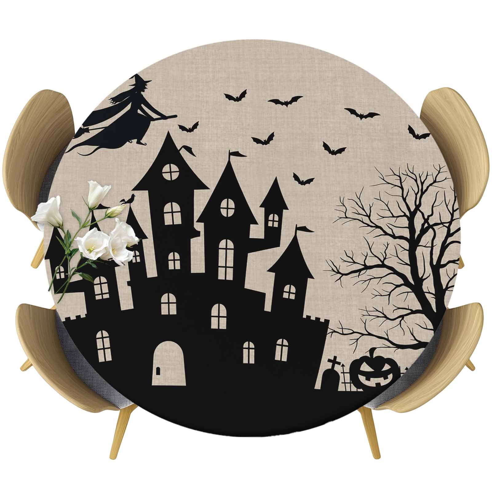 Halloween Round Tablecloth 45-54 Inch Round Fitted Table Cloth with ...