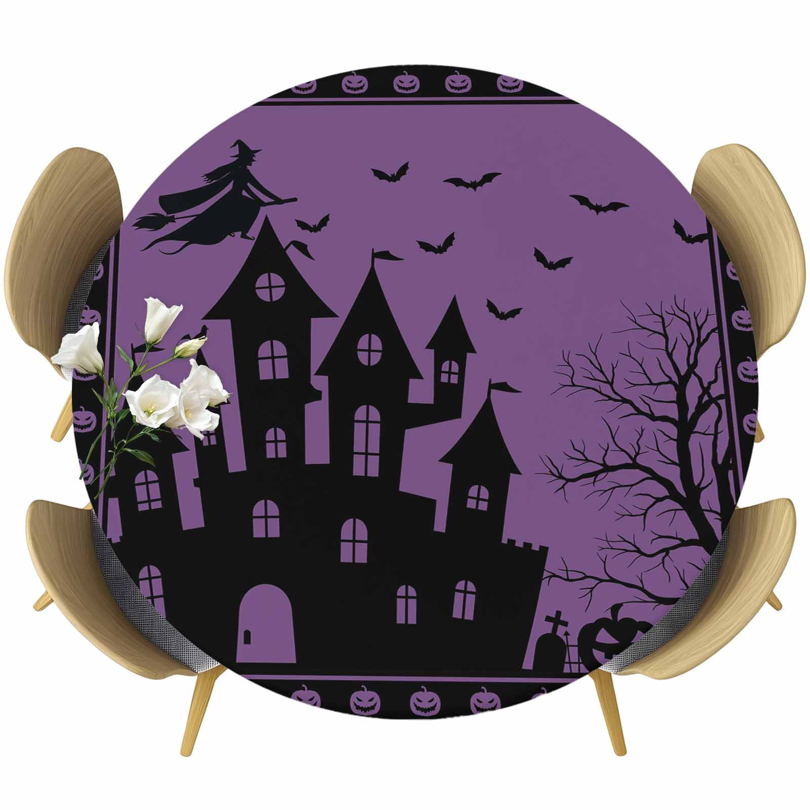 Halloween Round Tablecloth 55-60 Inch Round Fitted Table Cloth with ...