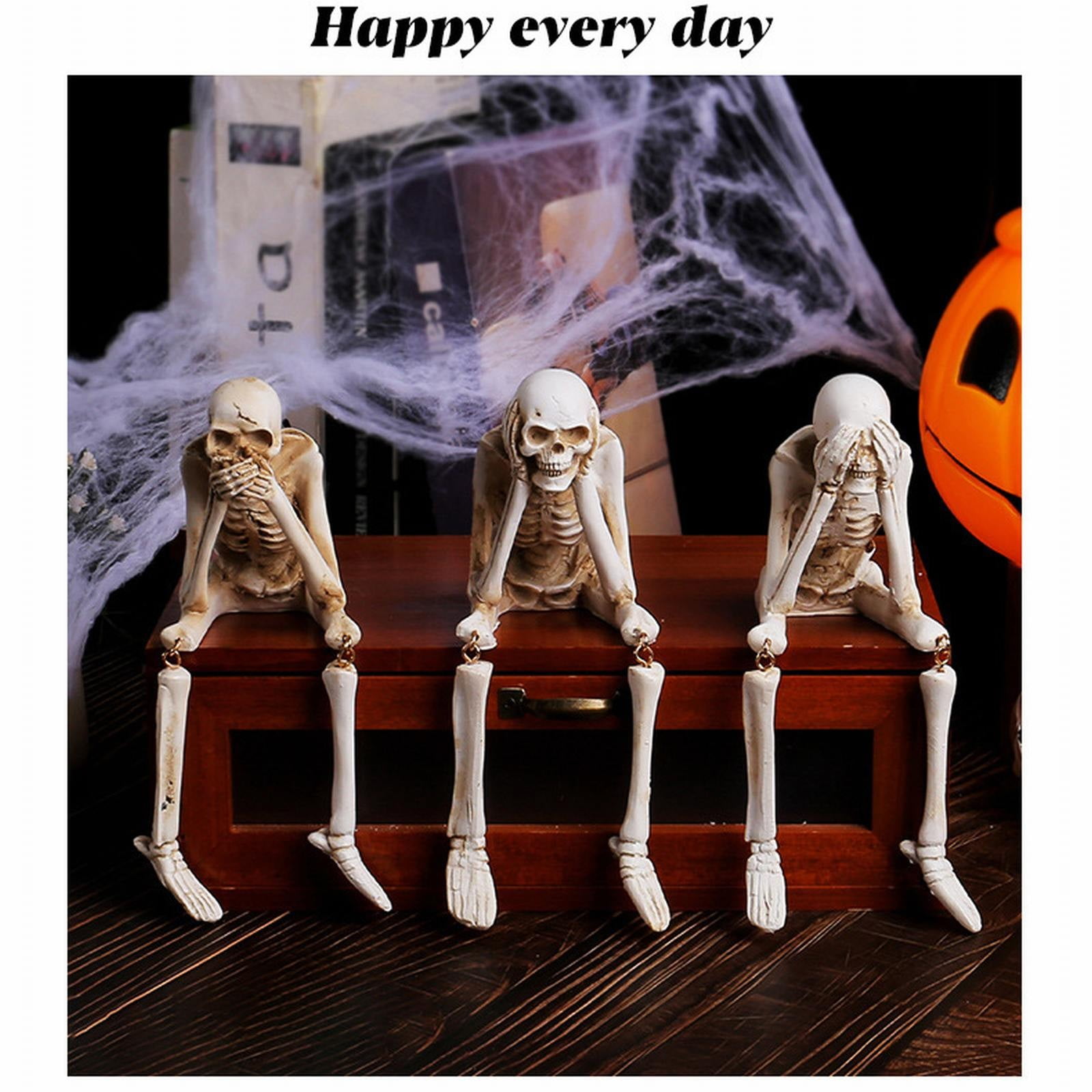 Halloween Sale Set Of 3 See Speak Hear No Evil Skeleton Halloween ...