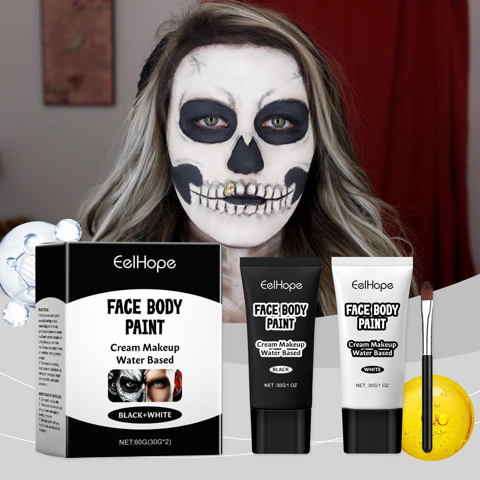 Halloween Sales 2024 Cream BB,White Face Body Paint Tube Clown White ...