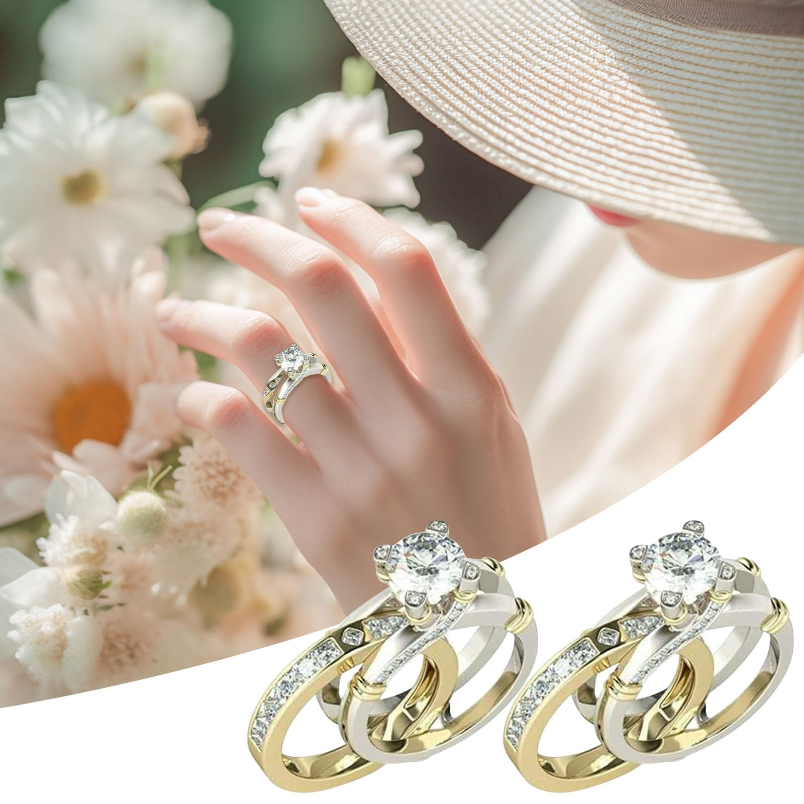 Halloween Sales 2024 Rings,Creative Combination Ring Set With Diamonds ...