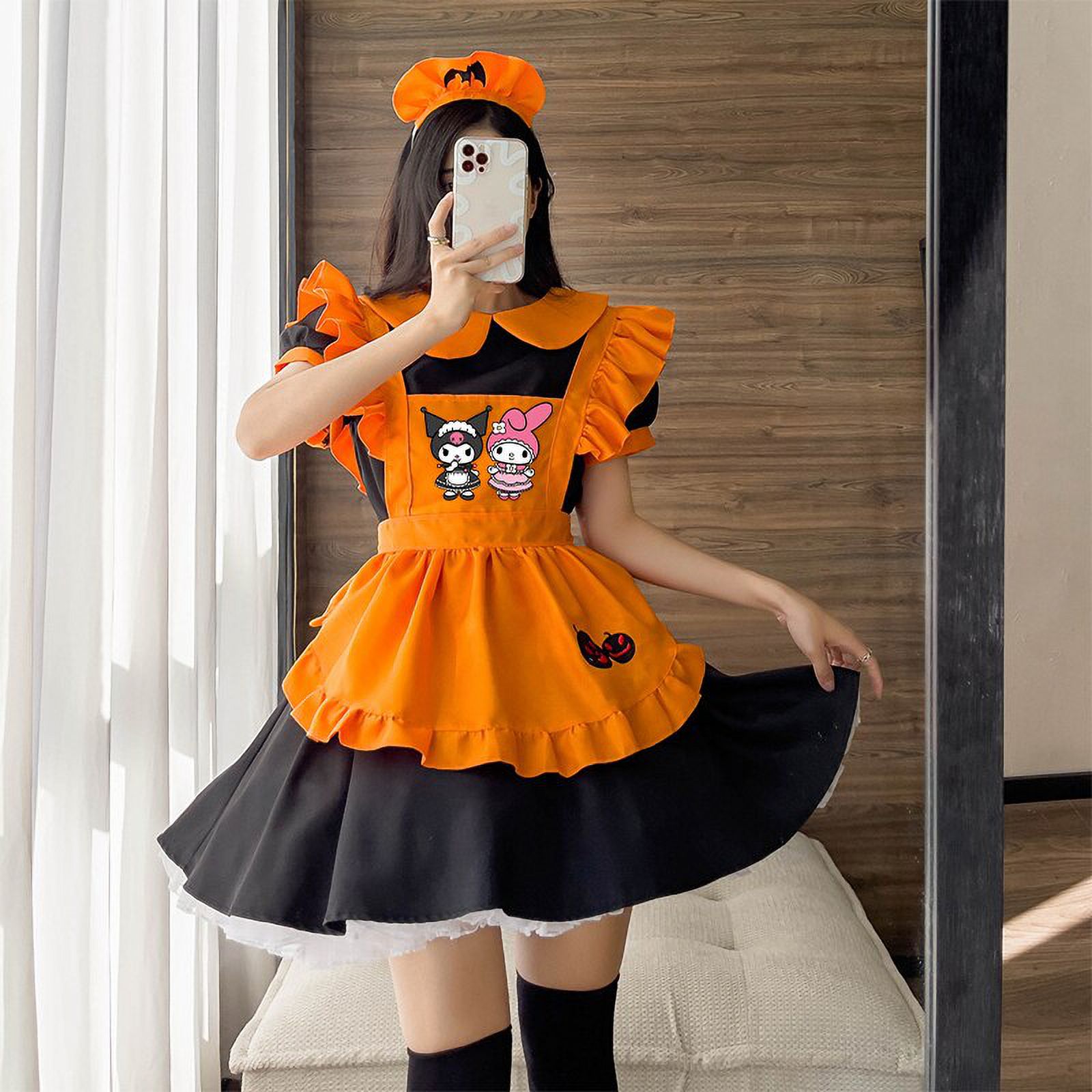 Halloween Sanrio Hello Kitty Maid Outfit Dress Kawaii Anime Cartoon ...