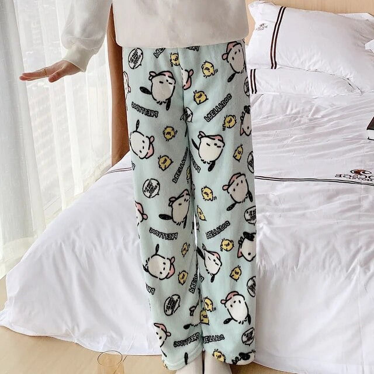 Halloween Sanrio Hello Kitty Pajama Pants Anime Fleece Double Elastic ...