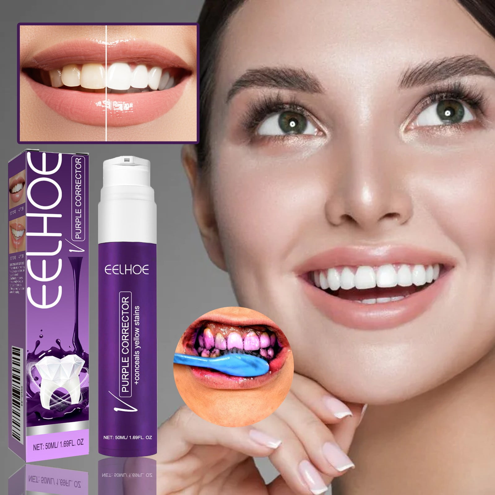 Halloween Savings 2024 2 Packs Toothpaste,Purple Toner Teeth Whitener ...