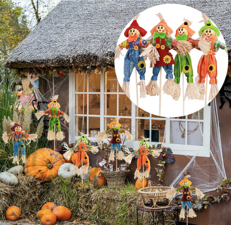 Halloween Scarecrow Fall Harvest Standing Scarecrow Dolls Garden Yard ...