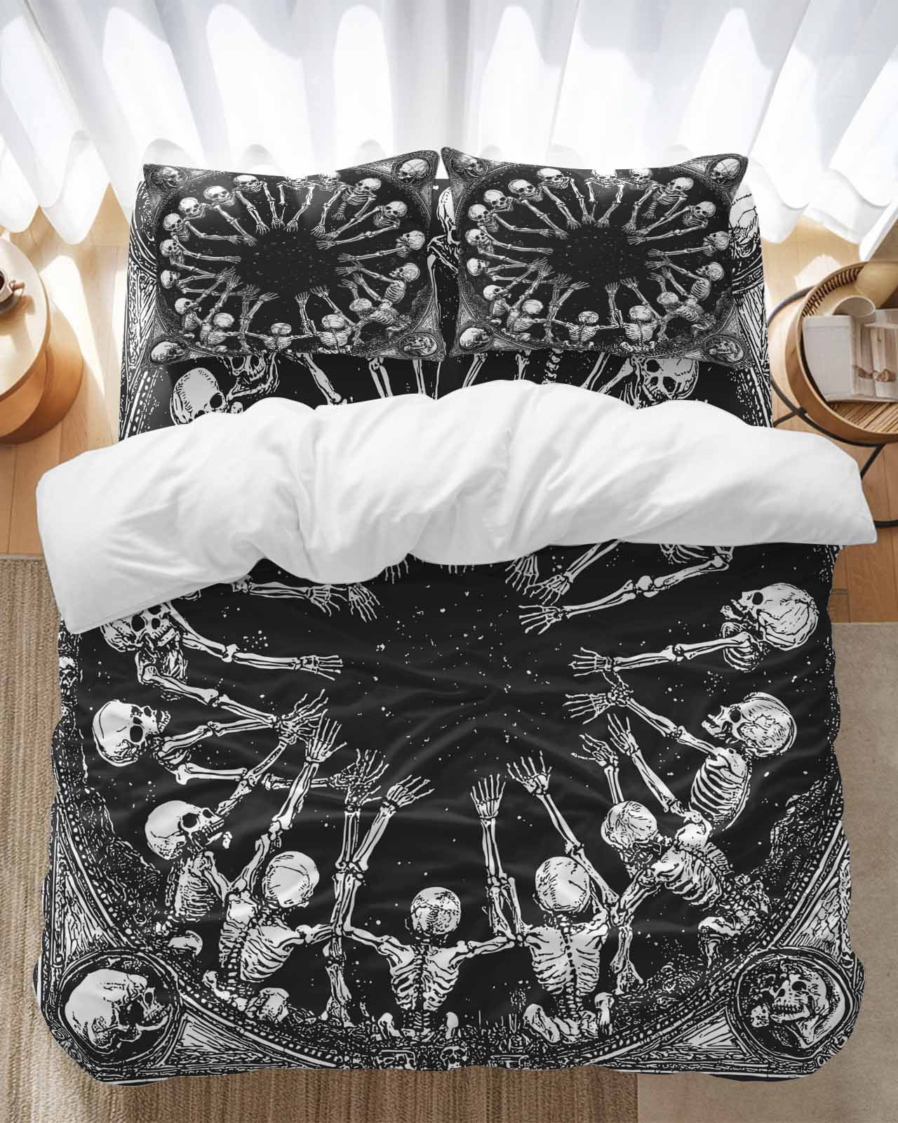 Halloween Scary Bedding Duvet Cover Set King Size 4 Pieces Skull ...