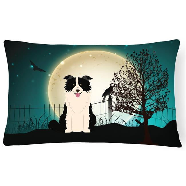 Halloween Scary Border Collie Black & White Canvas Fabric Decorative ...
