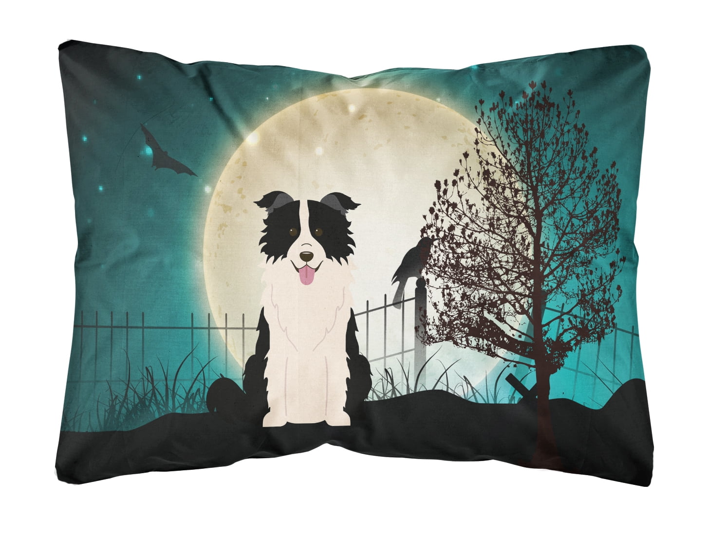 Halloween Scary Border Collie Black White Canvas Fabric Decorative ...