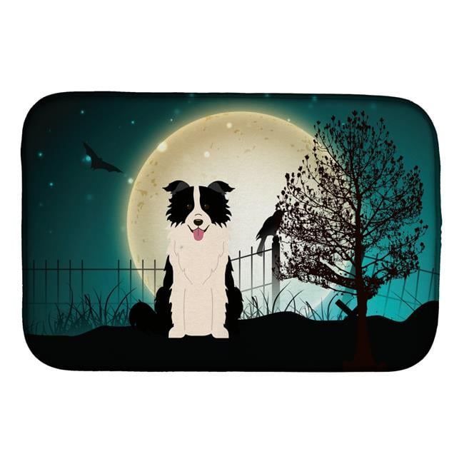 Halloween Scary Border Collie Black & White Dish Drying Mat - Walmart.com