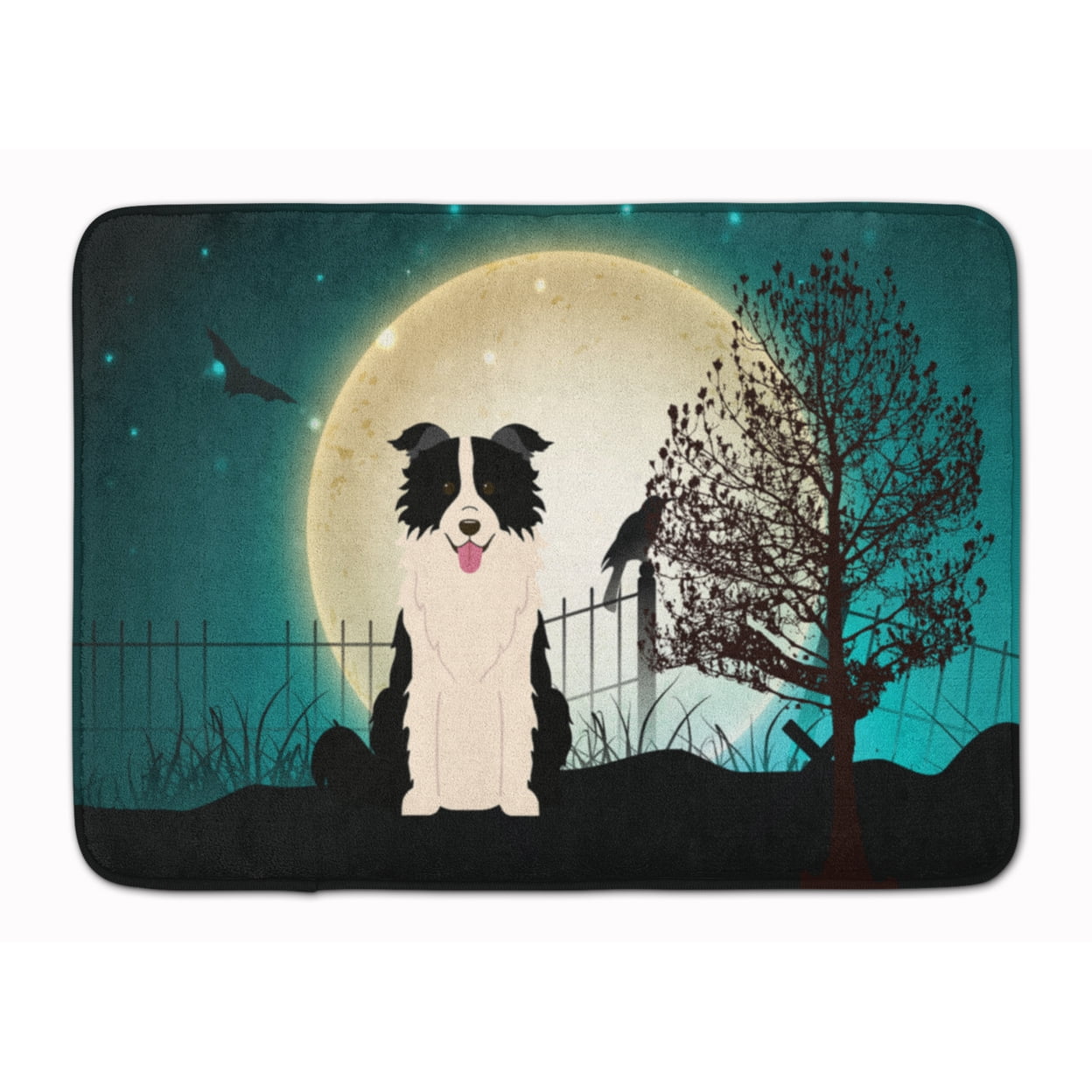 Halloween Scary Border Collie Black White Machine Washable Memory Foam ...