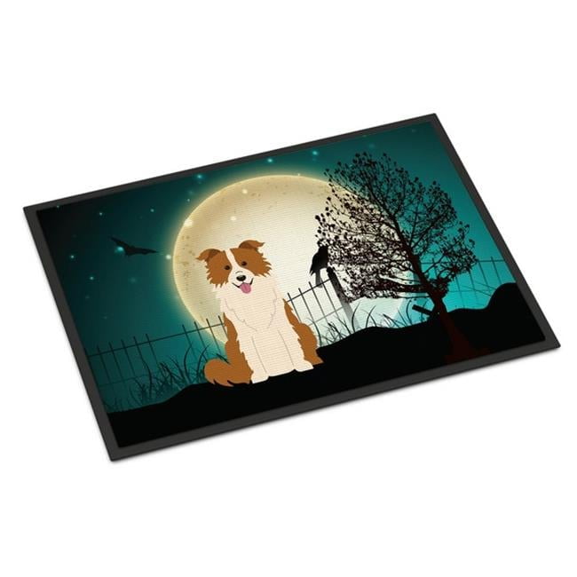 Halloween Scary Border Collie Red White Indoor or Outdoor Mat - 24 x 0. ...