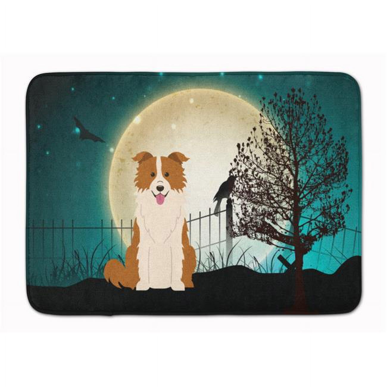 Halloween Scary Border Collie Red & White Machine Washable Memory Foam ...