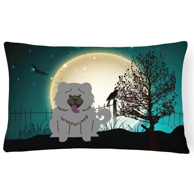 Halloween Scary Chow Chow Blue Canvas Fabric Decorative Pillow ...