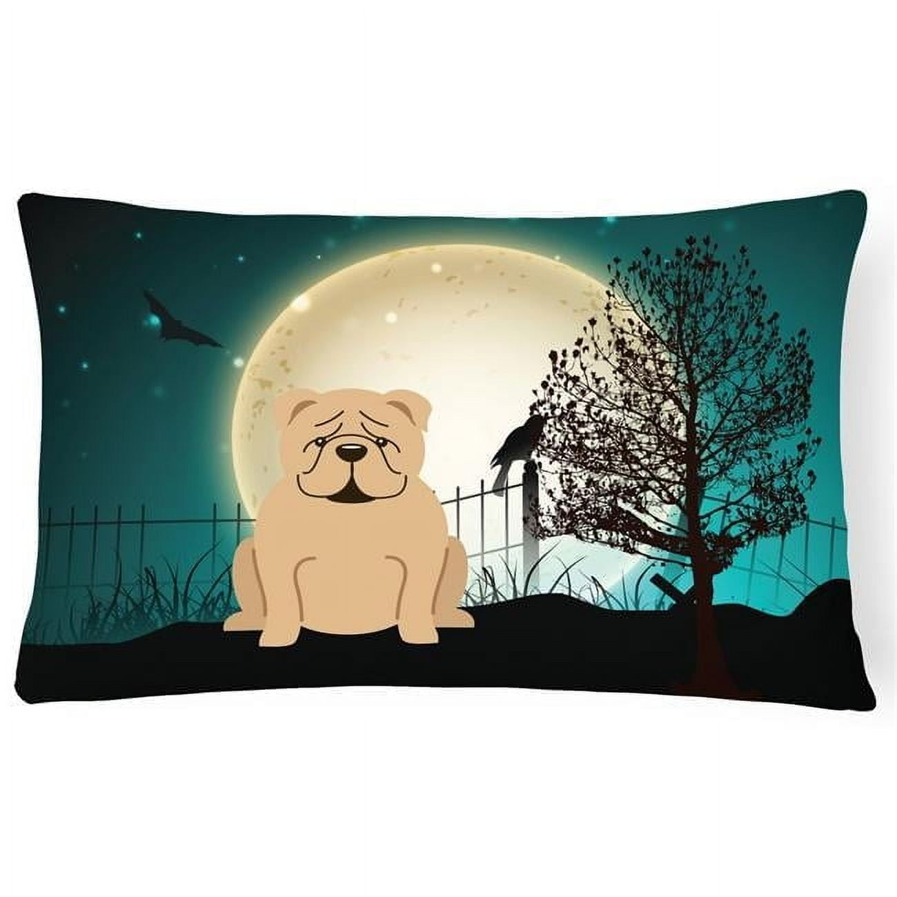 Halloween Scary English Bulldog Fawn Canvas Fabric Decorative Pillow ...