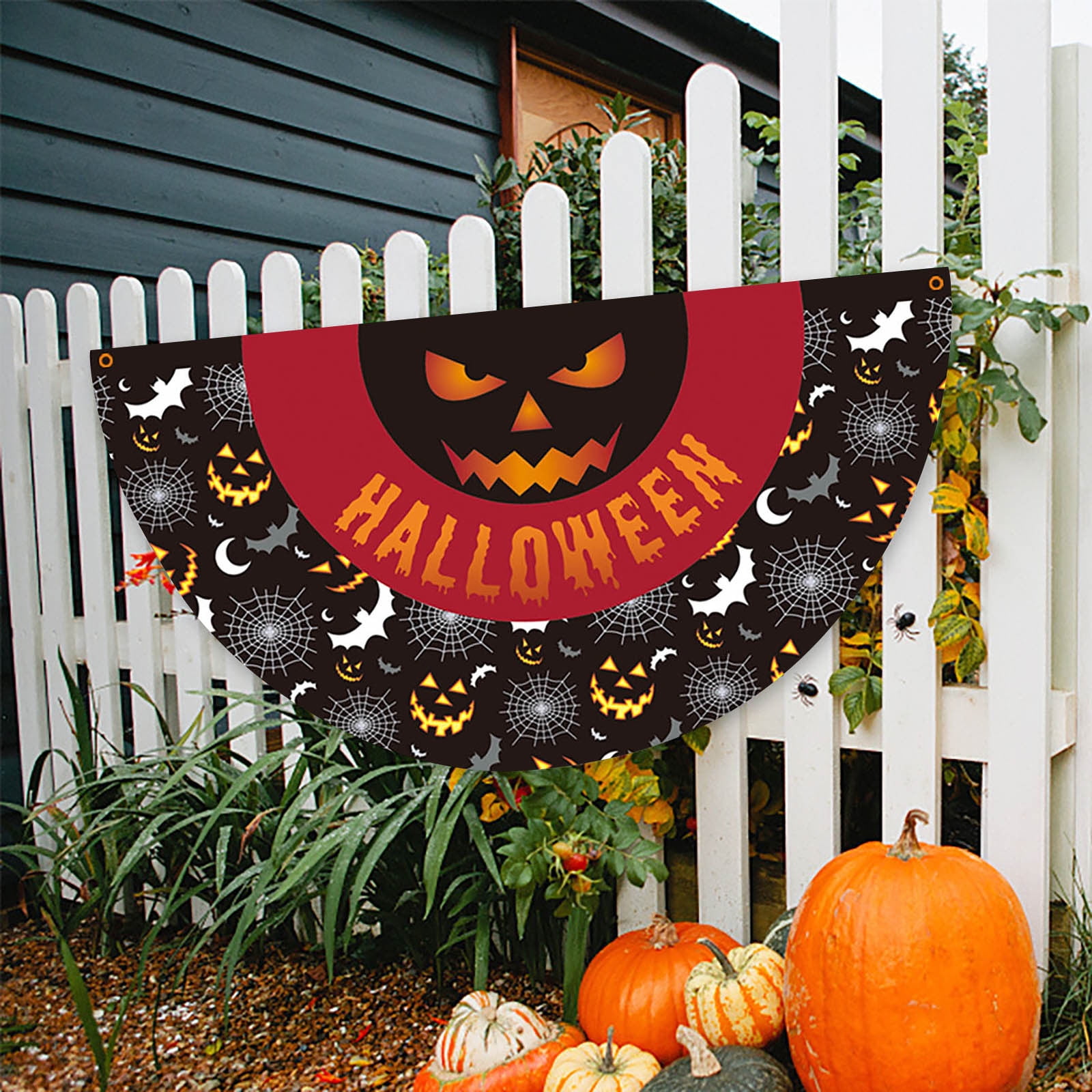 Halloween Scary Fan Flag Bunting Decor Witch Flying Print Outdoor ...
