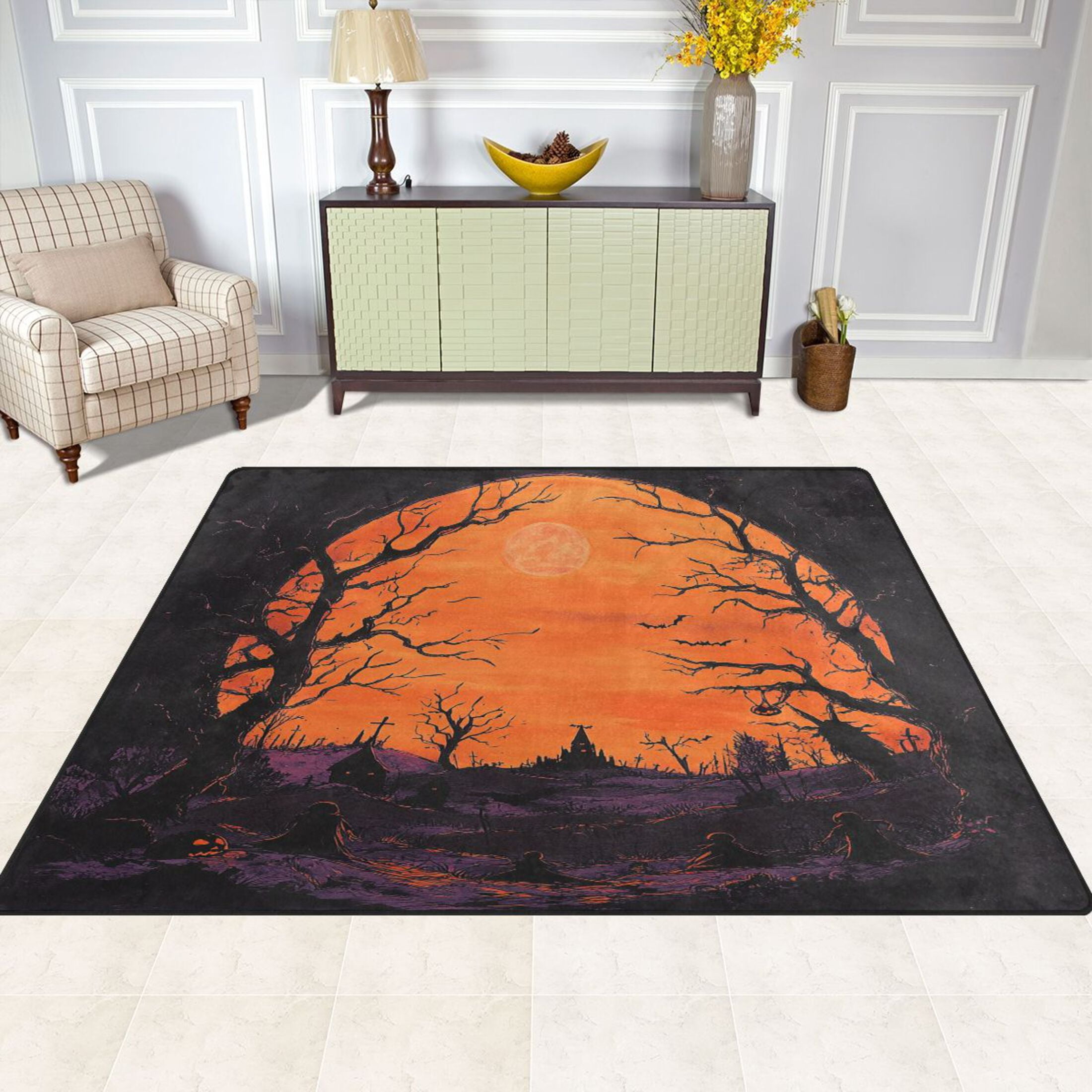 Halloween Scary Forest 80''x58'' Extra Large Plush Memory Foam Rug ...