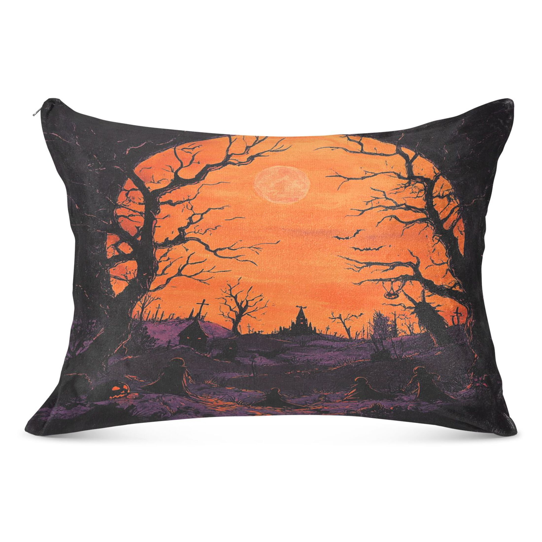 Halloween Scary Forest Soft Plush Pillow Cover, Zippered Design ...