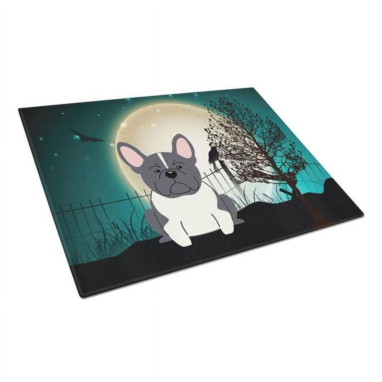 Halloween Scary French Bulldog Black & White Glass Cutting Board ...
