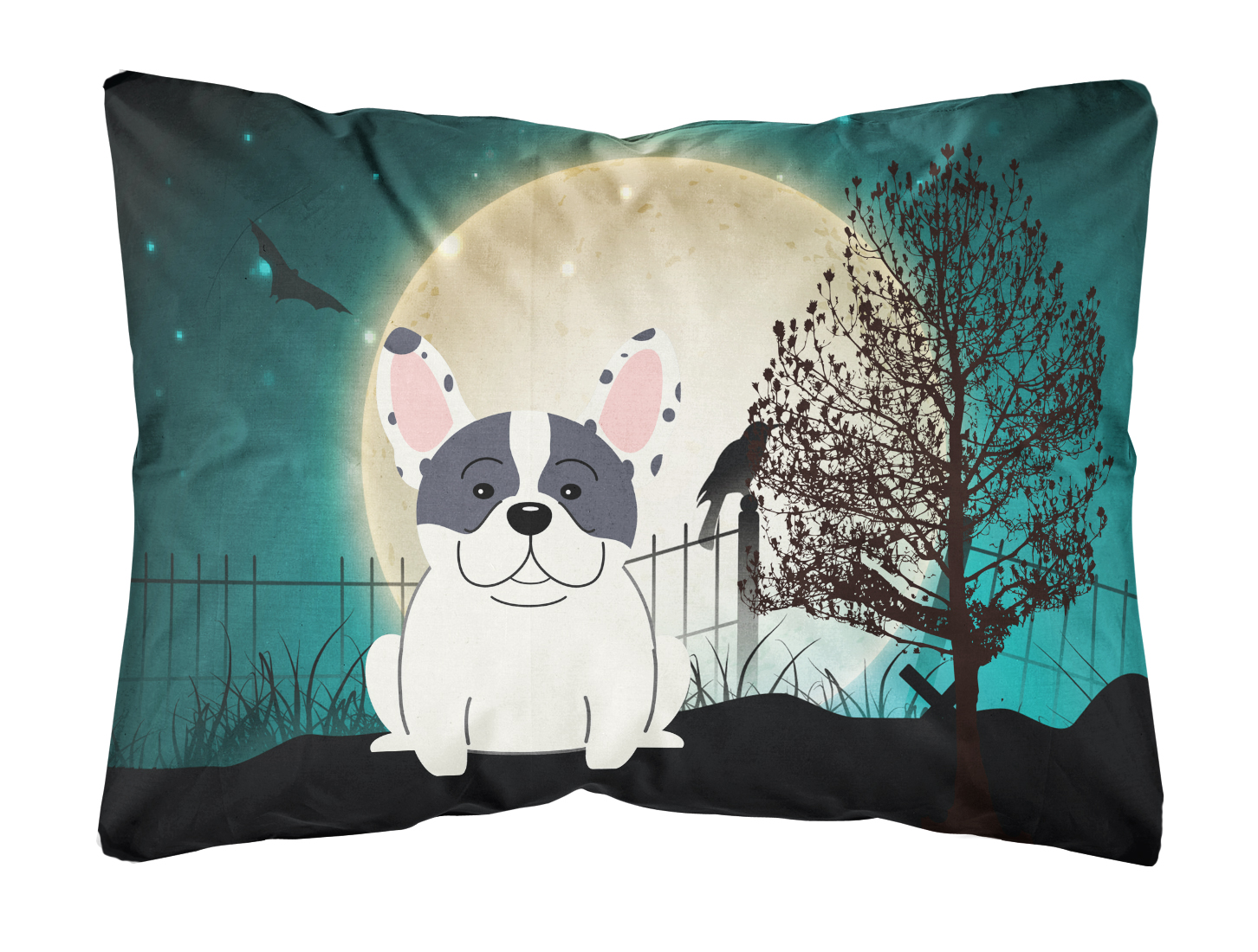 Halloween Scary French Bulldog Piebald Canvas Fabric Decorative Pillow ...