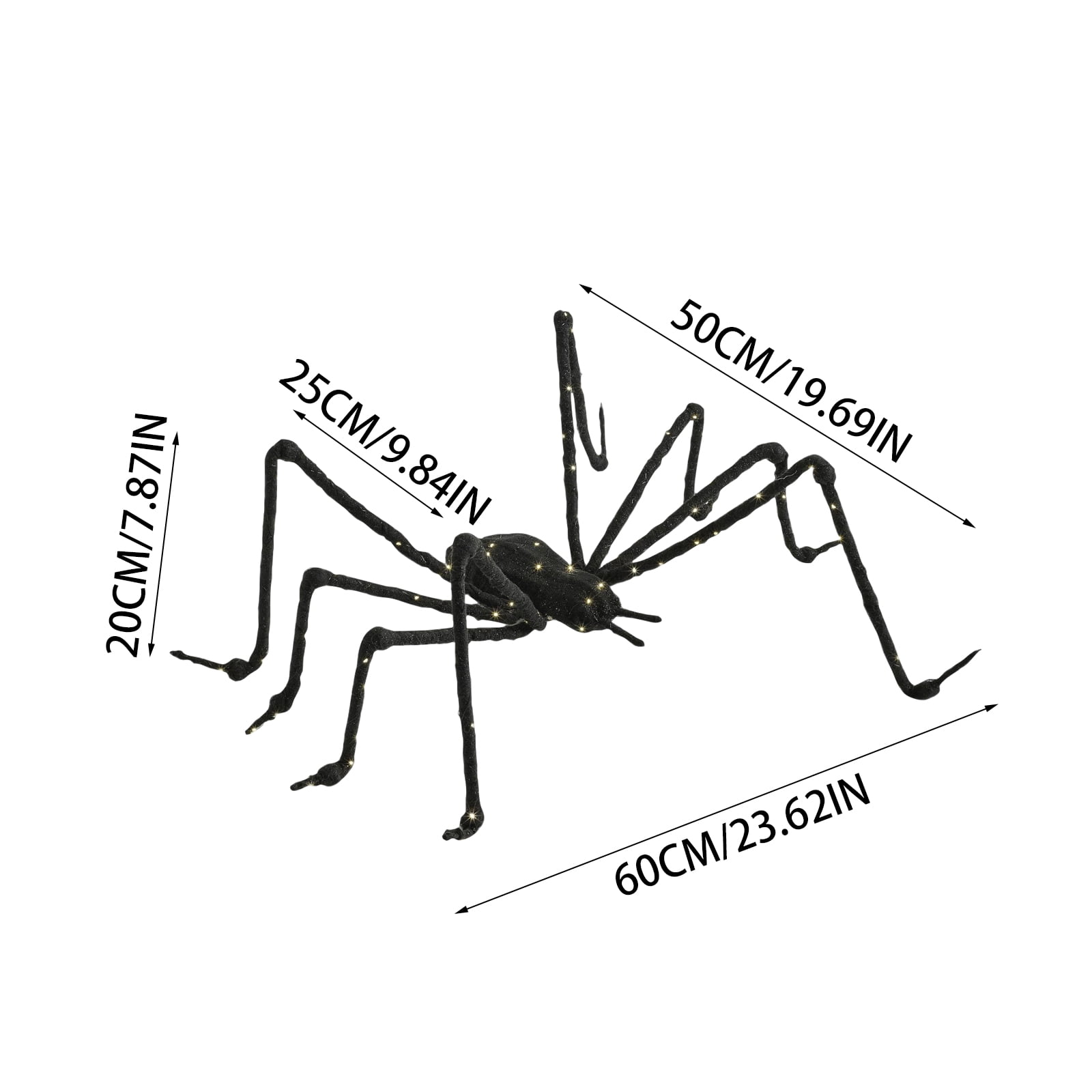 Halloween Scary Giant Spider with LED Lights – 23.6" Halloween Yard ...