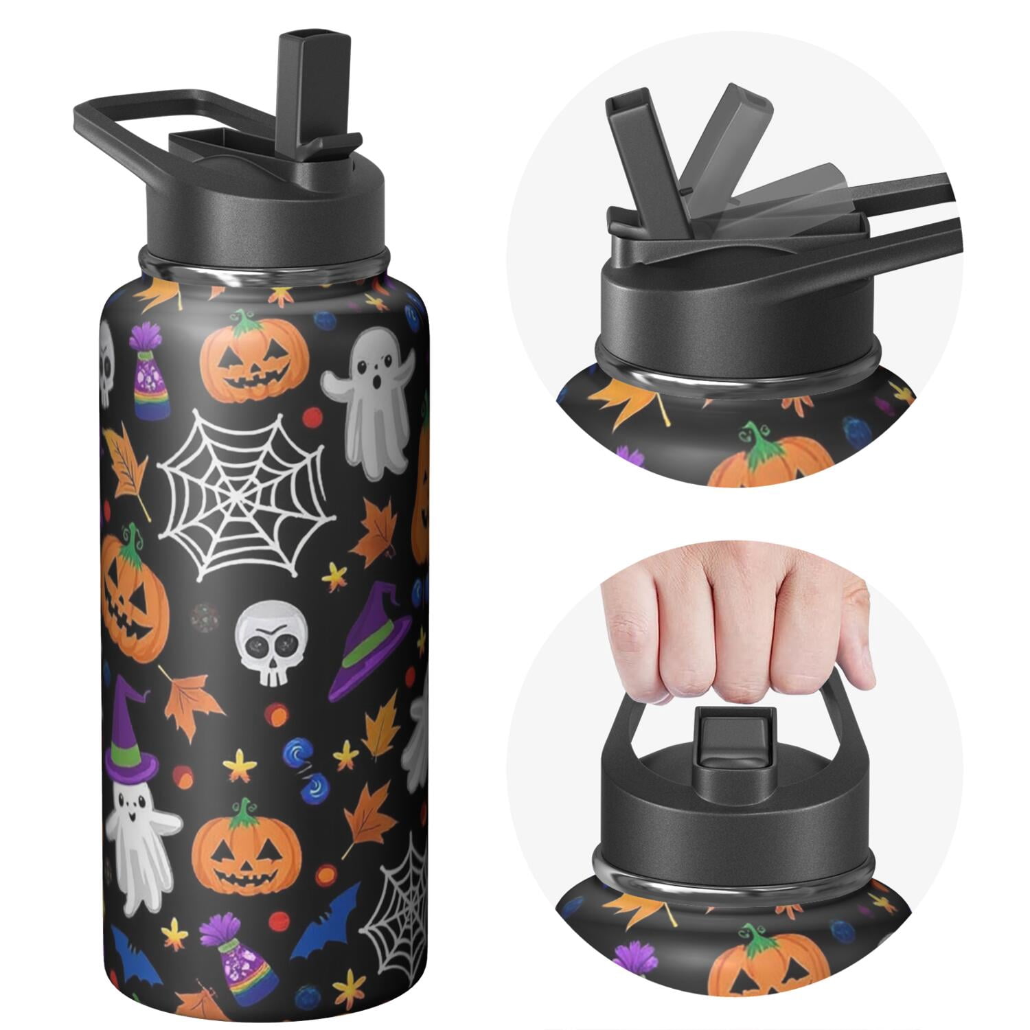 Halloween Scary Haunted Ghost 32oz Water Bottle with Flip Straw Lid ...