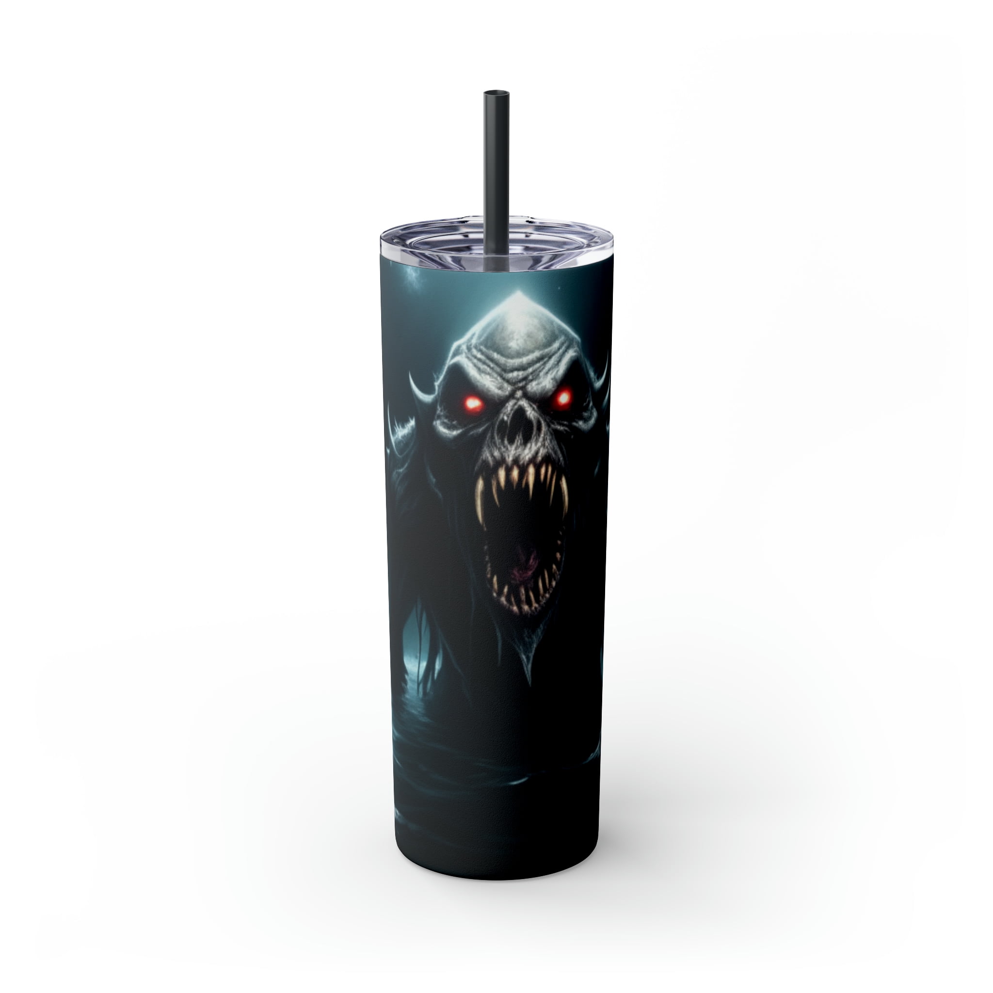 Halloween Scary Howling Ghoul Skinny Black Tumbler with Straw 20oz ...