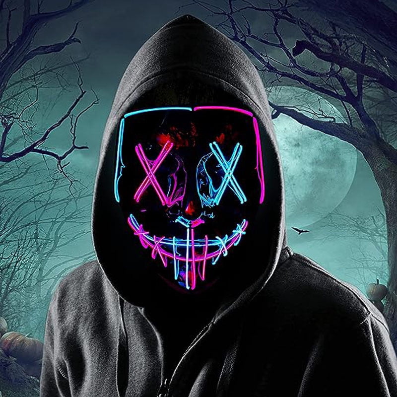 Halloween Scary Mask Double Colors Led Mask EL Wire Light up Mask For ...