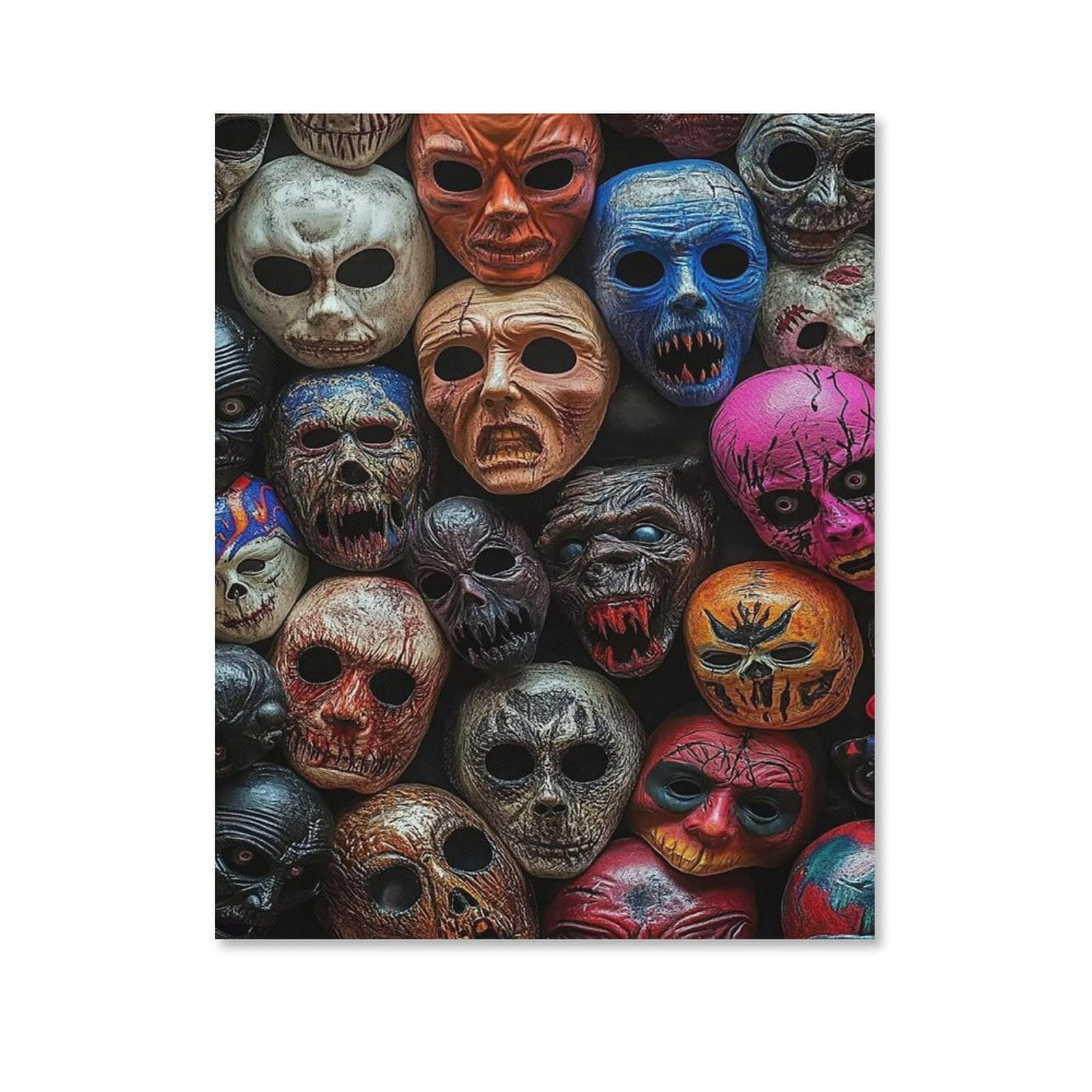 Halloween Scary Mask Halloween Series Poster Canvas, Suitable for Home ...