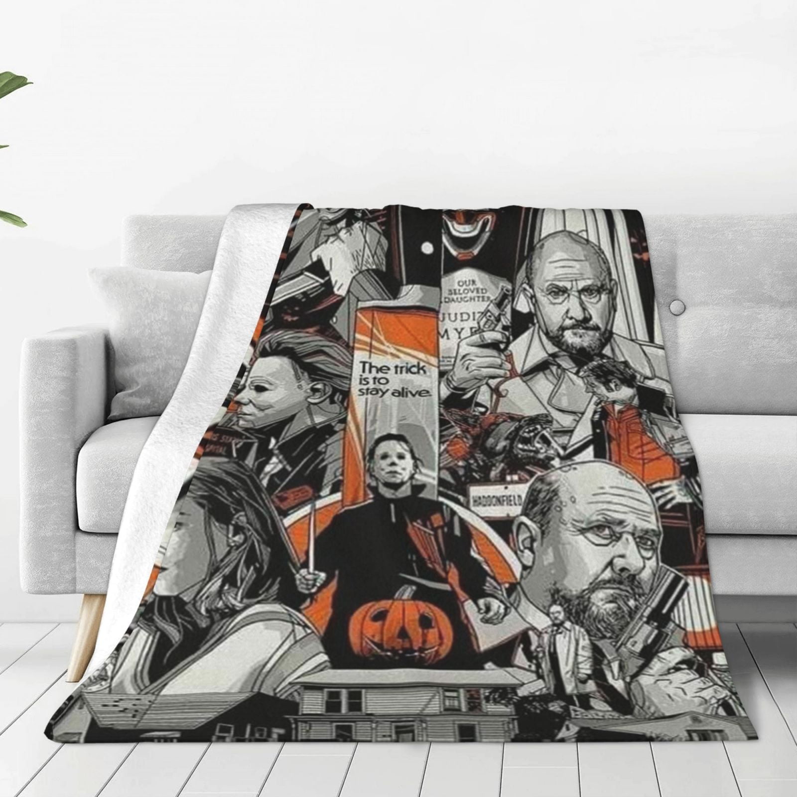 Halloween Scary Michael Myers Flannel Blanket Cozy Ultra-Soft Micro ...
