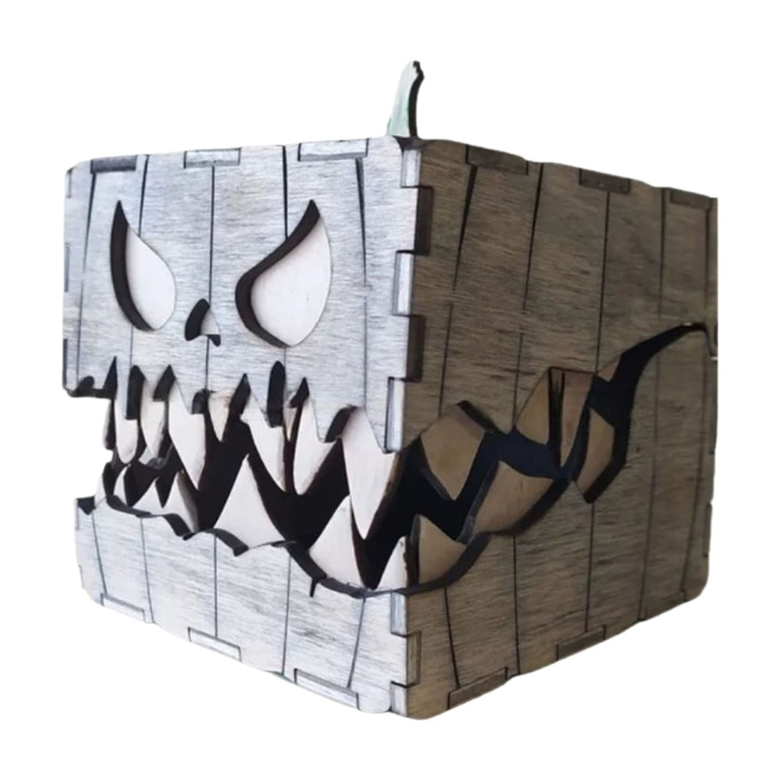 Halloween Scary Monster Cube Decoration: 3D Wooden Cube with Fright ...