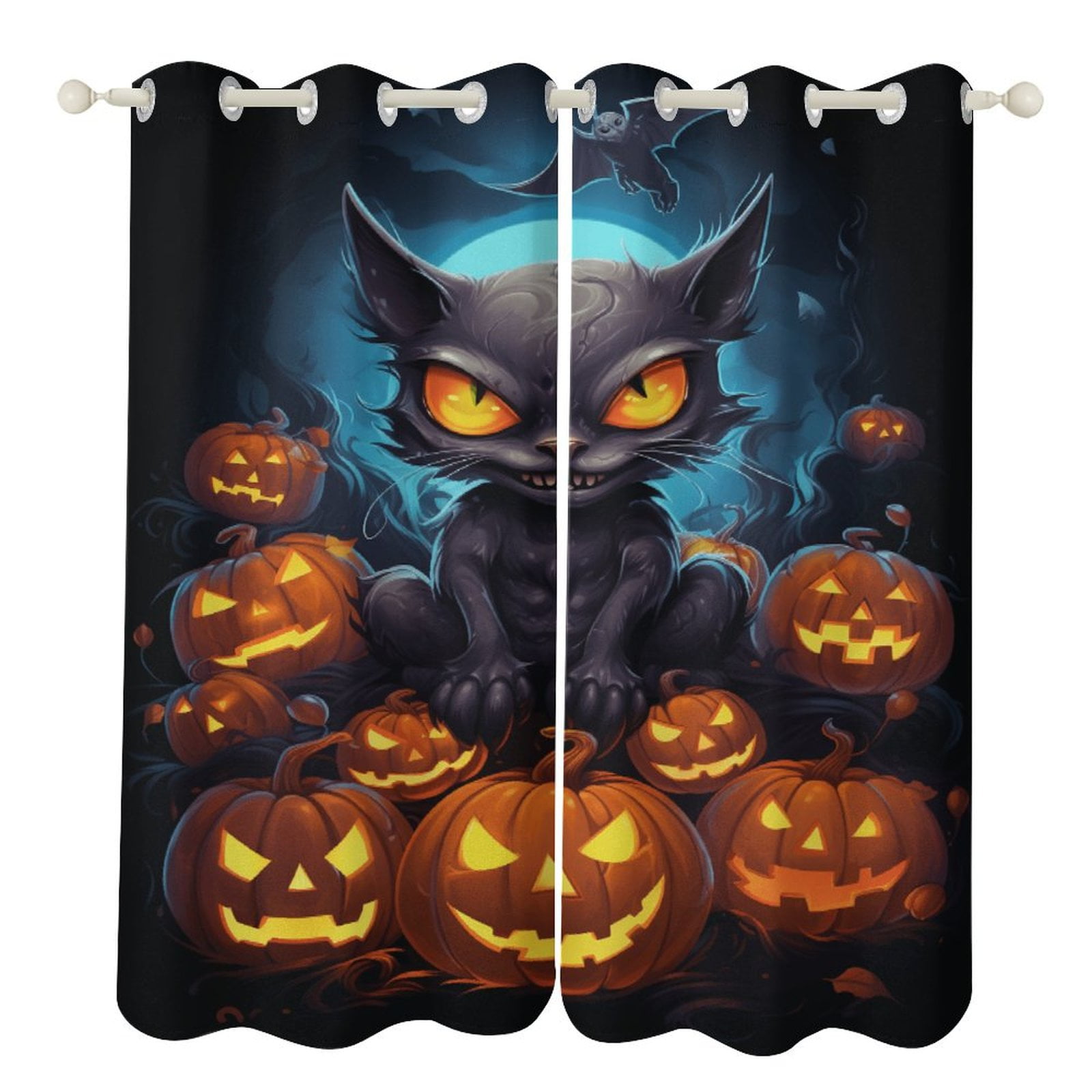 Halloween Scary Night Full Moon 2 Panels Curtains for Bedroom Living ...