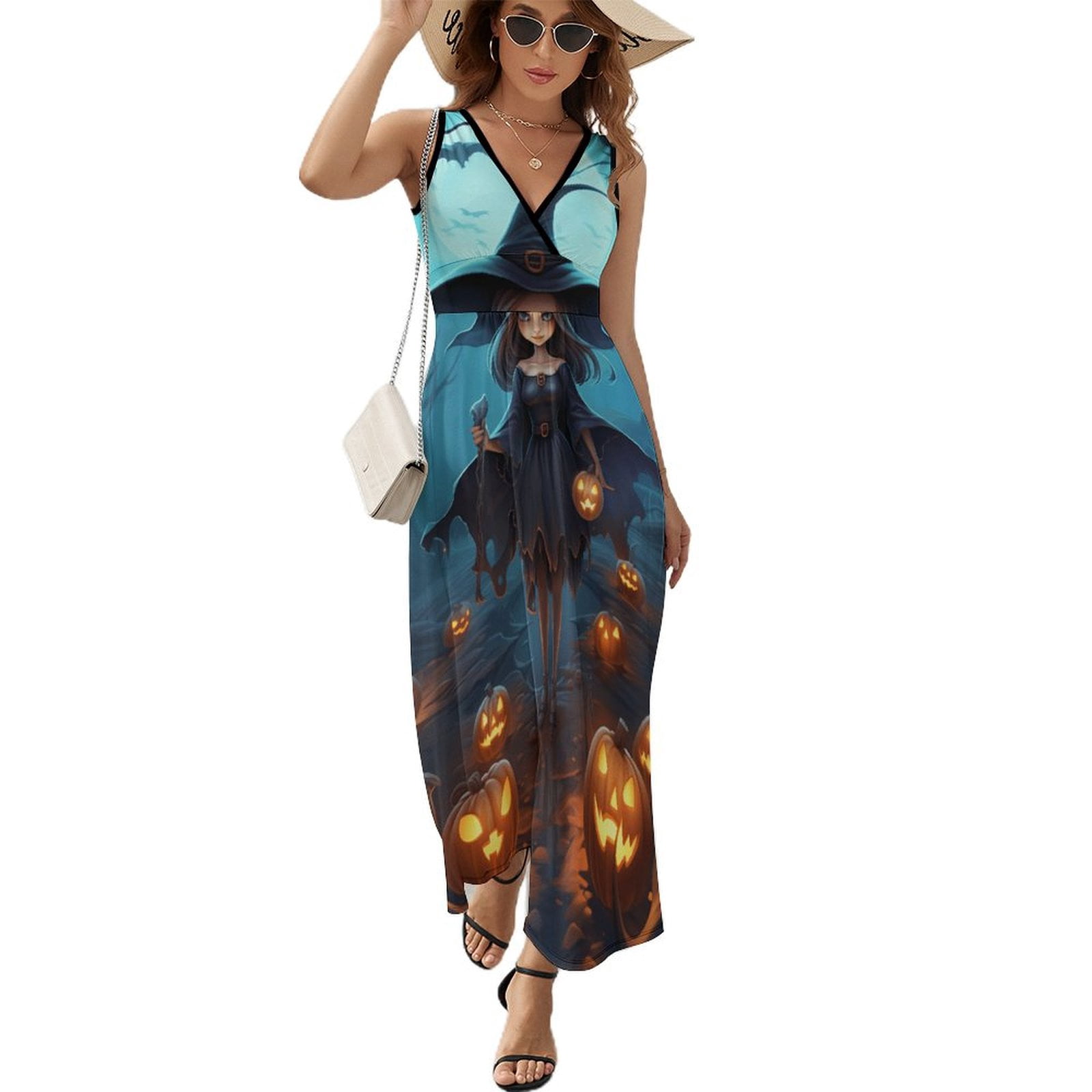Halloween Scary Night Full Moon Art Sleeveless Dress Women's Summer ...