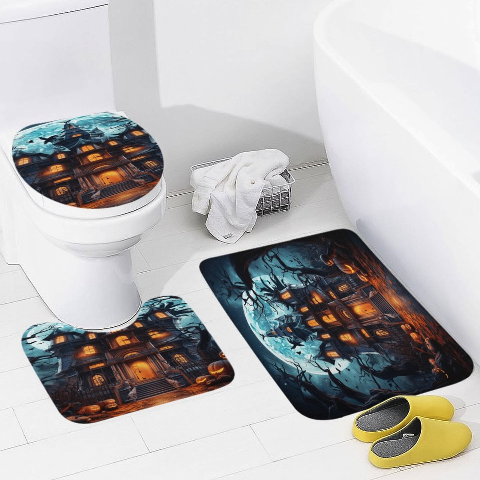 Halloween Scary Night Full Moon Bathroom Mats Set 3-piece Bath Mats ...